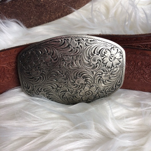 Accessories | Vintage Embossed Boho Leather Belt | Poshmark